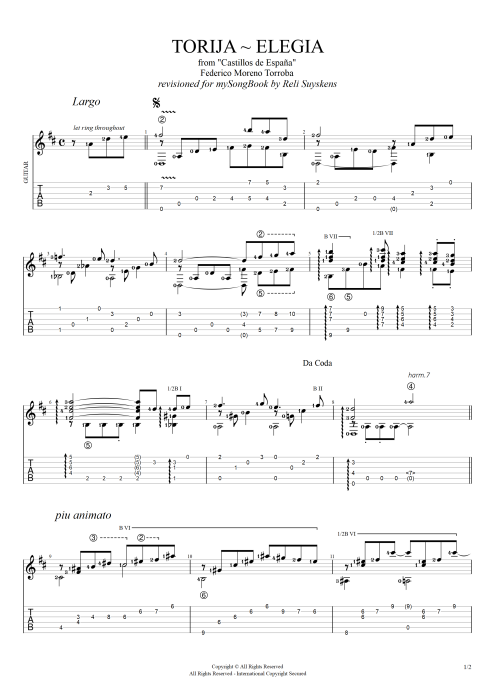 Torija ~ Elegia Tab by Federico Moreno Torroba (Guitar Pro) - Solo ...